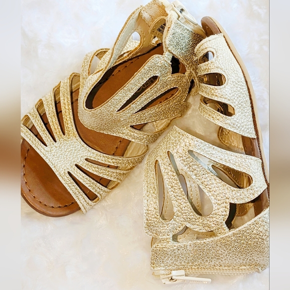 Shoes | 25 Sparkle Gold Zip Up Gladiator Sandals | Poshmark